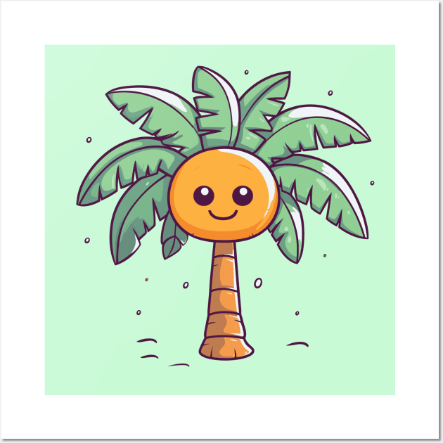 Cute Palm Tree cartoon, kids design - Swimming Kids - Posters and Art ...