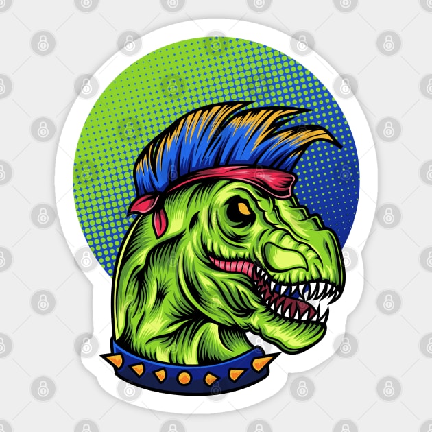 Punk Rock Dinosaur - Dinosaur - Sticker | TeePublic