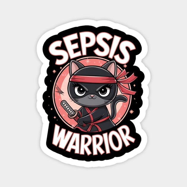 Cat Ninja Sepsis Awareness Warrior Red Ribbon - Cat Ninja Sepsis ...