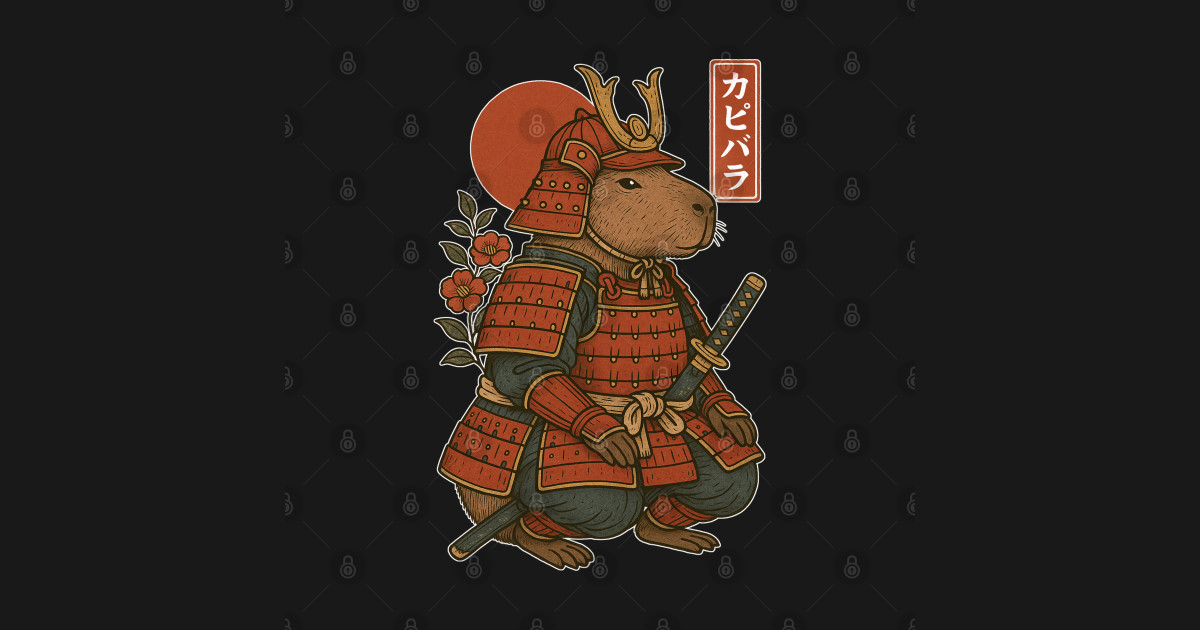 Samurai Capybara in Traditional Armor - Capybara Samurai - T-Shirt ...