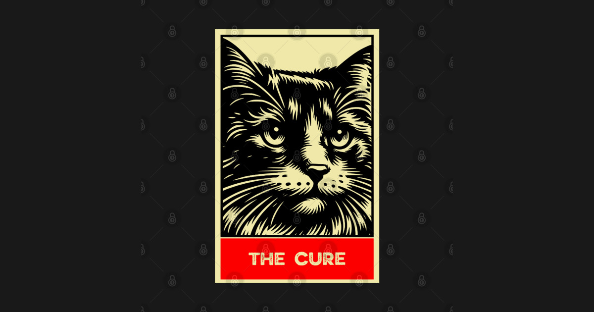 The Cure Cat Poster – Retro Gothic Cat Art Music Inspired Design - The ...