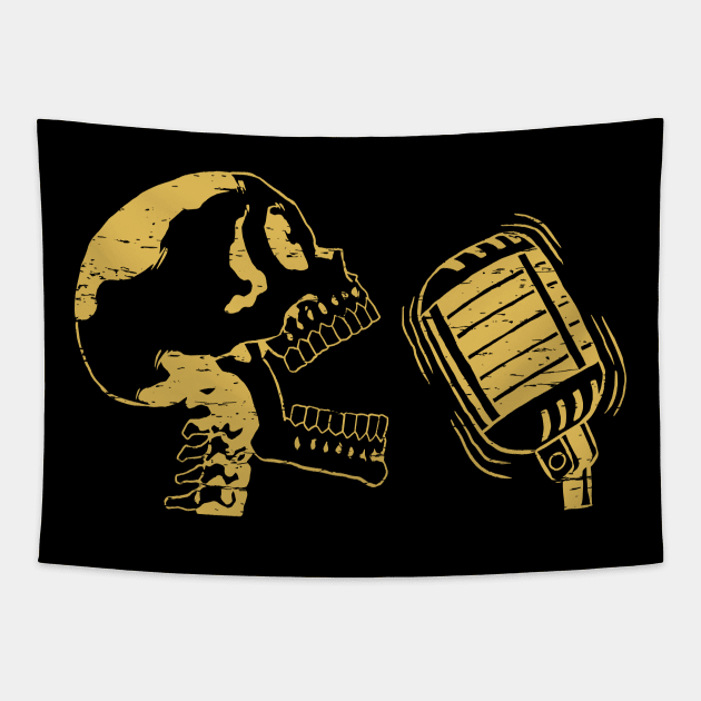 Singing Skull Retro Yellow Colored Distressed Line art - Skulls ...