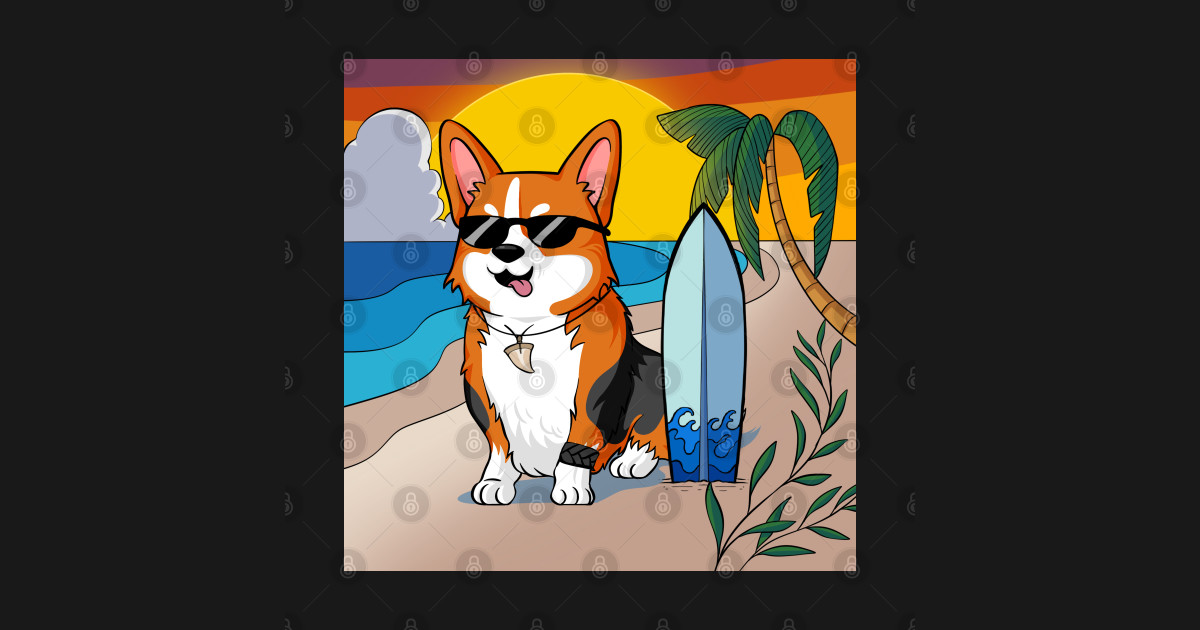 Surfing Corgi - Corgi - T-Shirt | TeePublic