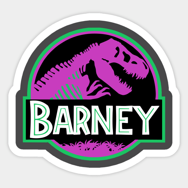 Barney - Jurassic Park Logo Parody - Jurassic Park - Sticker | TeePublic