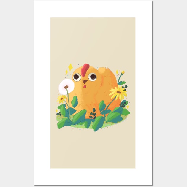 Chicken with flowers drawing - Chicken Illustration - Posters and Art ...