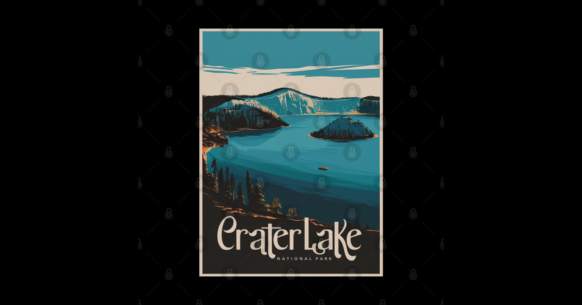 Crater Lake National Park Vintage Travel Poster - Crater Lake - Sticker ...