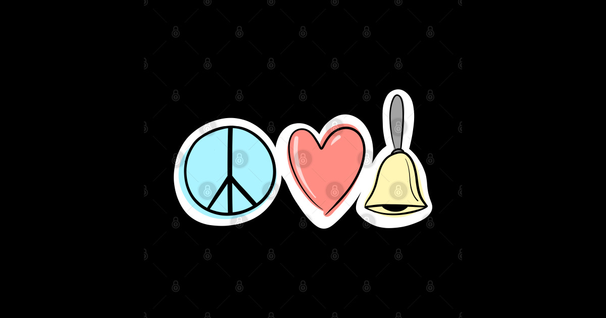 Peace Love Handbells (simple symbols variant) - Handbell - Sticker ...