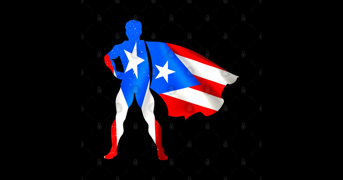 Puerto Rico Hero Wearing Cape of Puerto Rico Flag Hope and Peace Unite ...