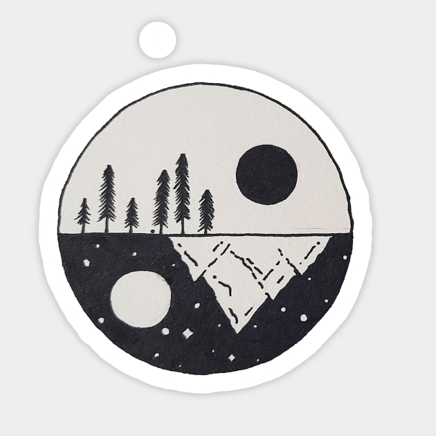 Sun and Moon - Doodle - Sticker | TeePublic