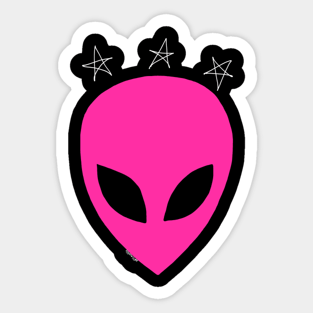Pink Alien Head - Alien - Sticker | TeePublic