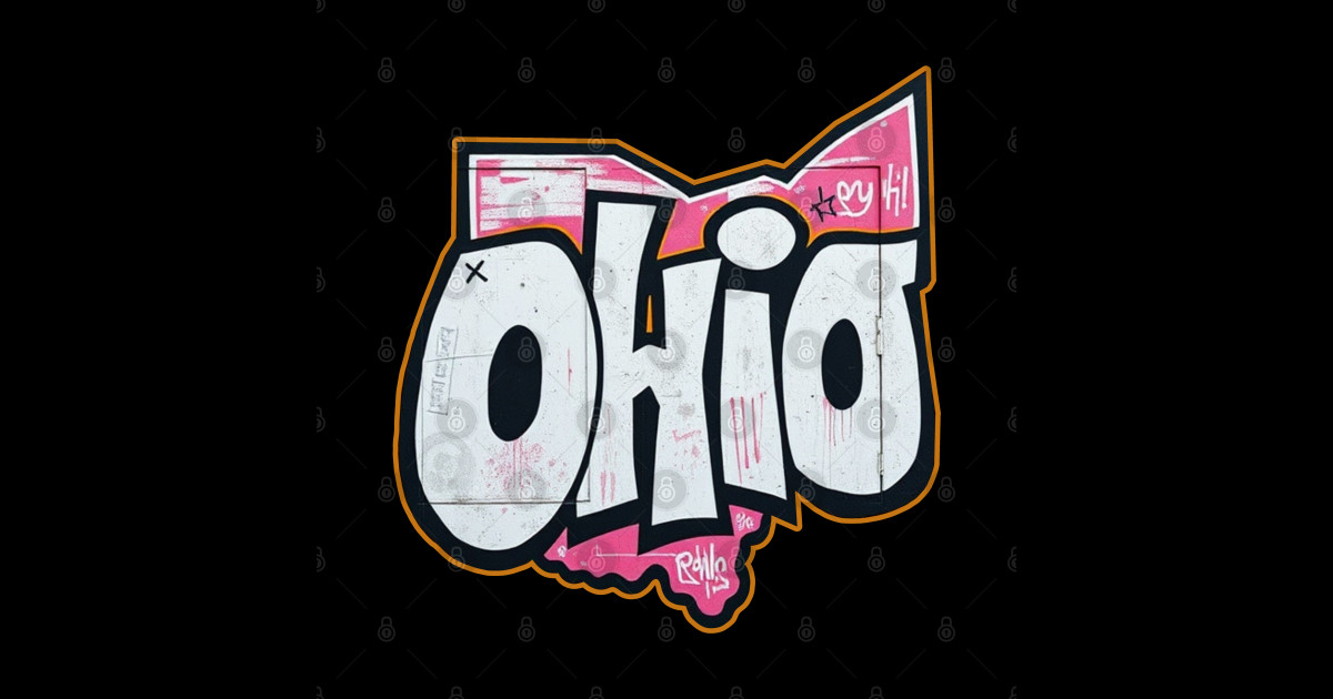 Ohio state of USA graffiti pink white - Ohio - Sticker | TeePublic