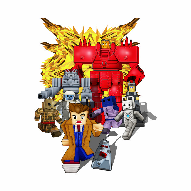 8 bit world 10th Doctor vs enemies - Doctor Who - Baseball T-Shirt ...