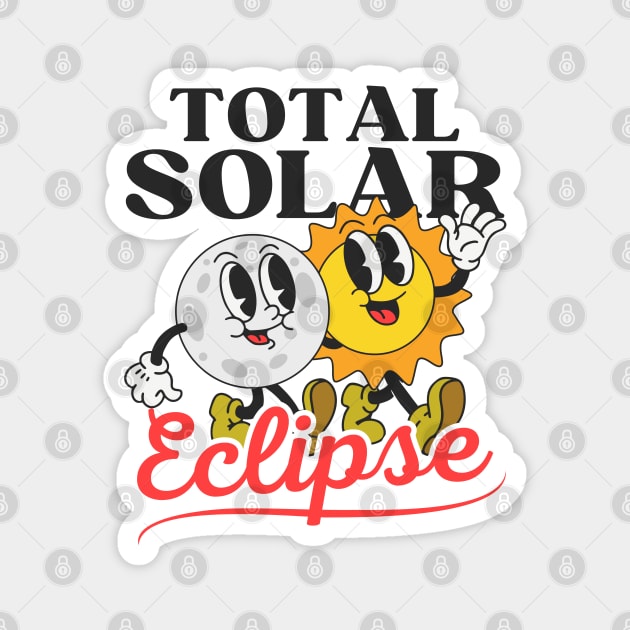 Total Solar Eclipse Cartoon Sun and Moon - Total Solar Eclipse - Magnet ...