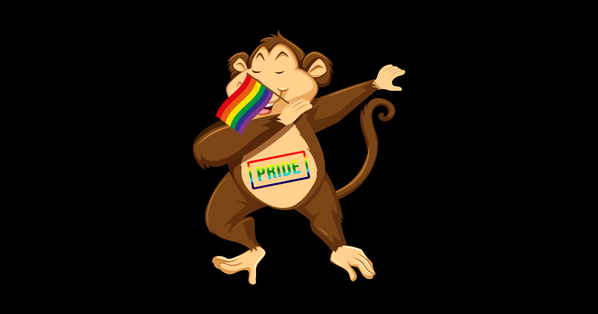 Funny Monkey Dabbing Pride LGBT Gay Be Lesbian - Monkey Lover - Sticker ...