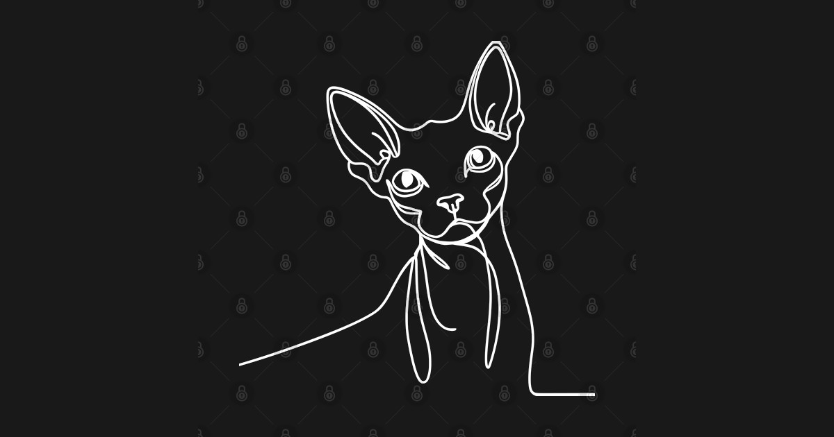 Sphynx cat Line Drawing - Sphynx - T-Shirt | TeePublic