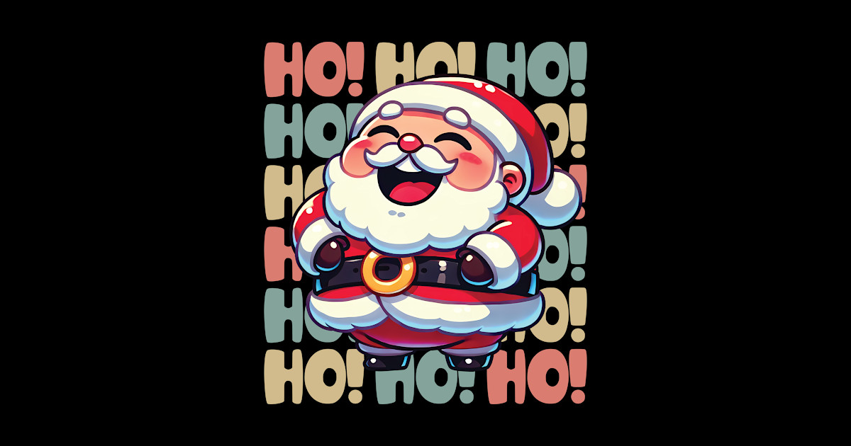 Cute Chubby Chibi Santa Laughing Ho Ho Ho Funny - Christmas - Sticker ...
