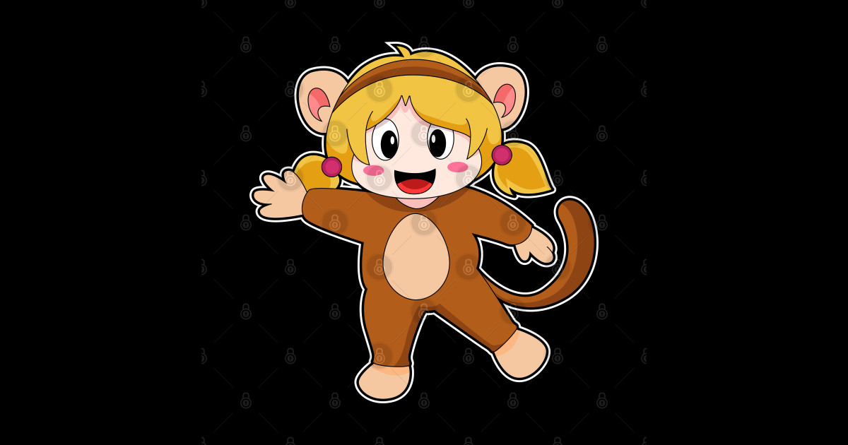 Girl in Costume as Monkey - Monkeys - Sticker | TeePublic