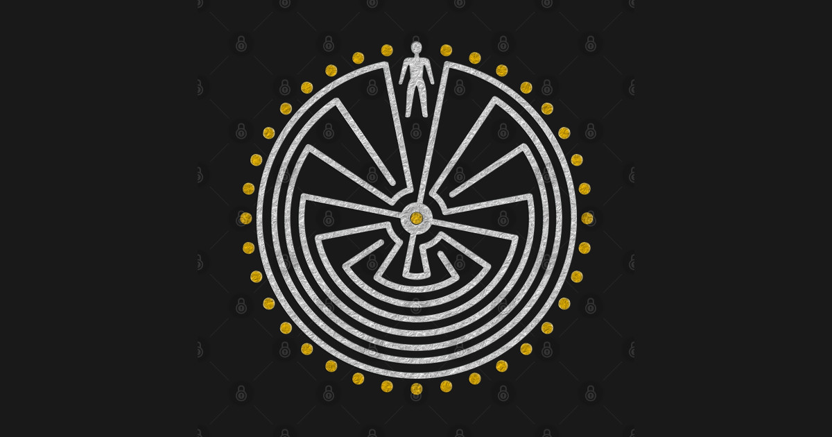 Native American Symbol - Man In The Maze - Gold Silver - Man In The ...