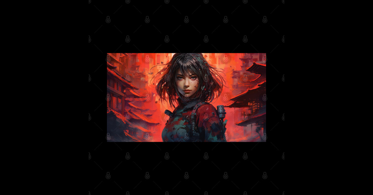 Cyberpunk Female Samurai In Front Of A Temple - Cyberpunk Samurai - Pin ...