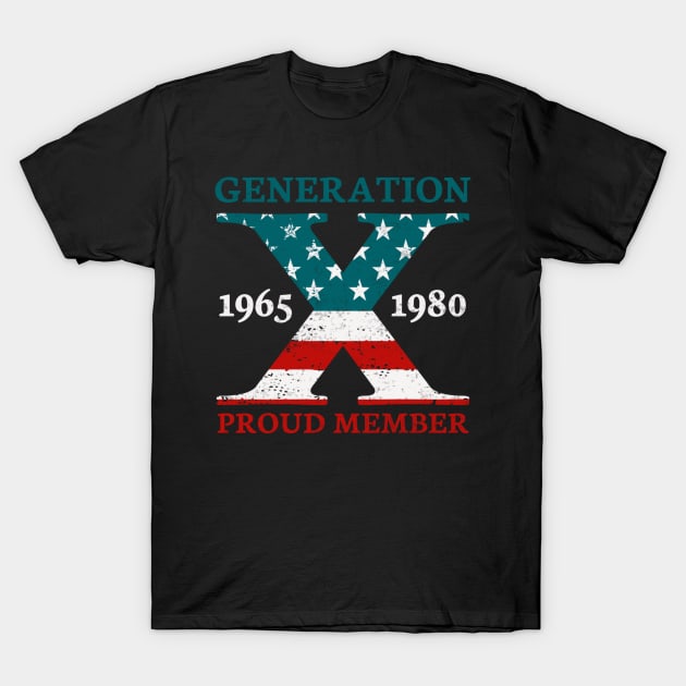 Gen X Proud Member Funny Retro USA Generation X Gen Xers - Gen X - T ...