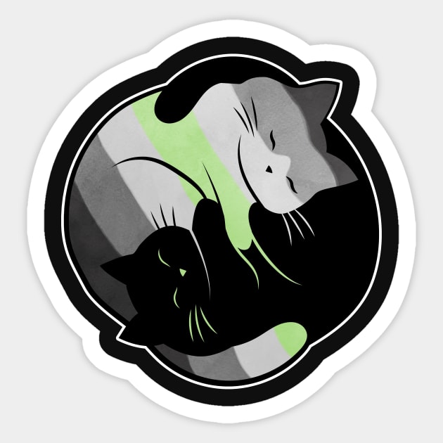 Agender Yin Yang Cat - Agender - Sticker | TeePublic