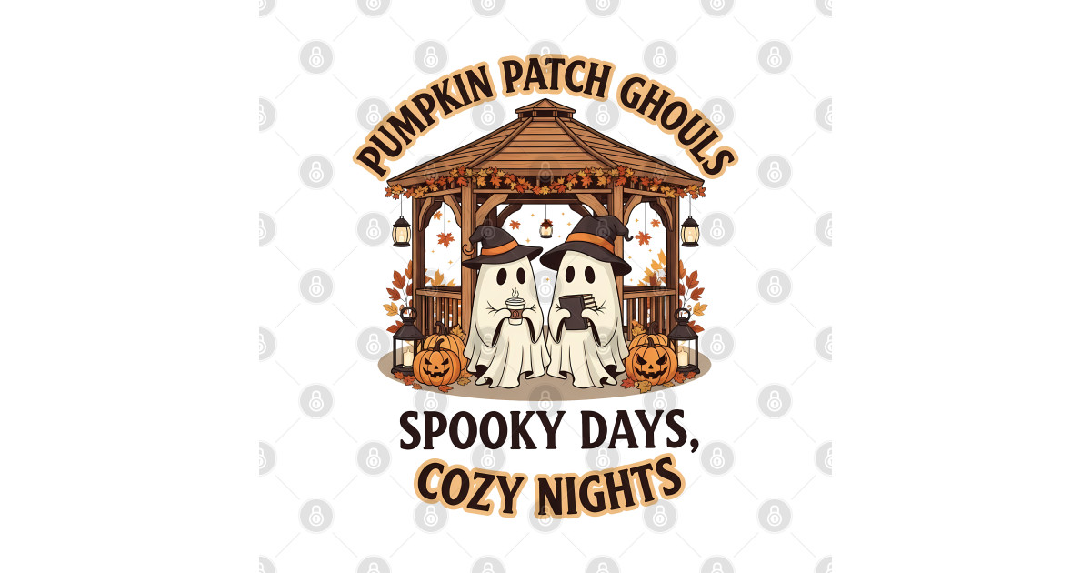 Pumpkin Patch Ghouls Cozy Spooky Halloween Cute - Pumpkin Patch Ghouls ...