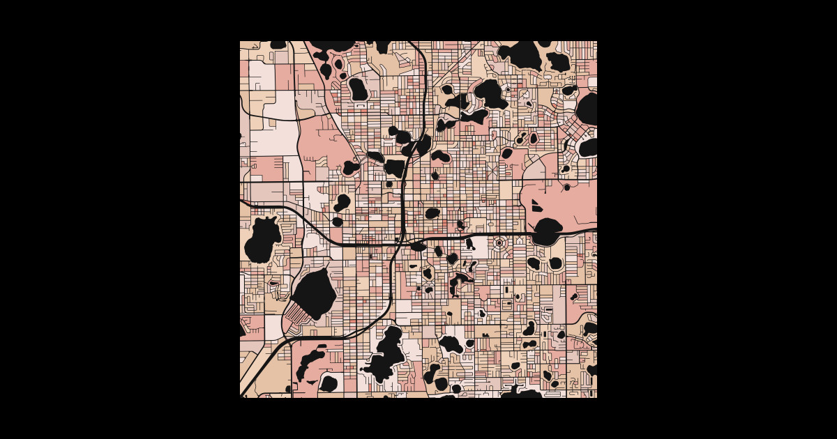Orlando Map Pattern in Soft Pink Pastels - Orlando Map - Sticker ...