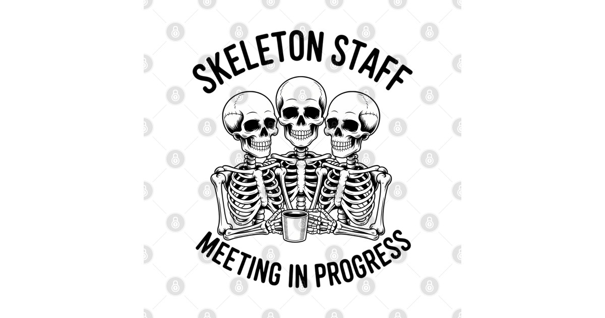 Skeleton Staff Meeting in Progress Matching Halloween Office - Skeleton ...