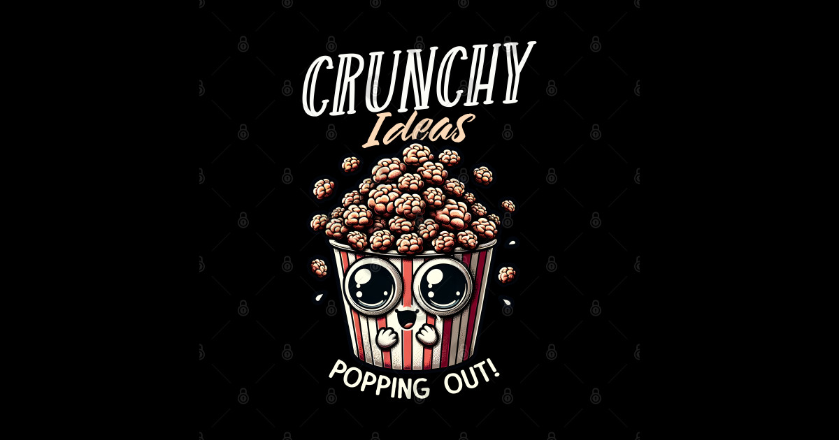 Crunchy Ideas Popcorn Brain - Creative Idea - Sticker | TeePublic