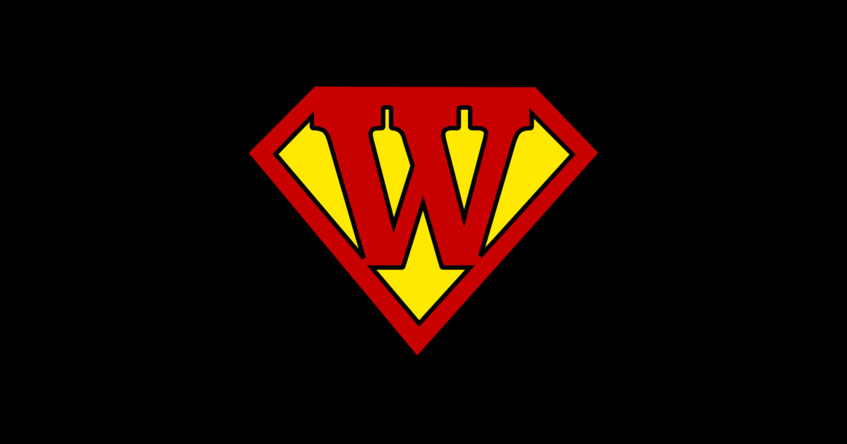 Superhero Symbol Letter W - Superman Symbol Letter W - Sticker | TeePublic