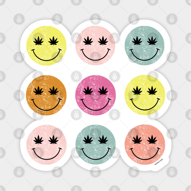 Retro Smiley Face Weed Eyes Preppy Y2K VSCO Girl - Smiley Face Weed ...