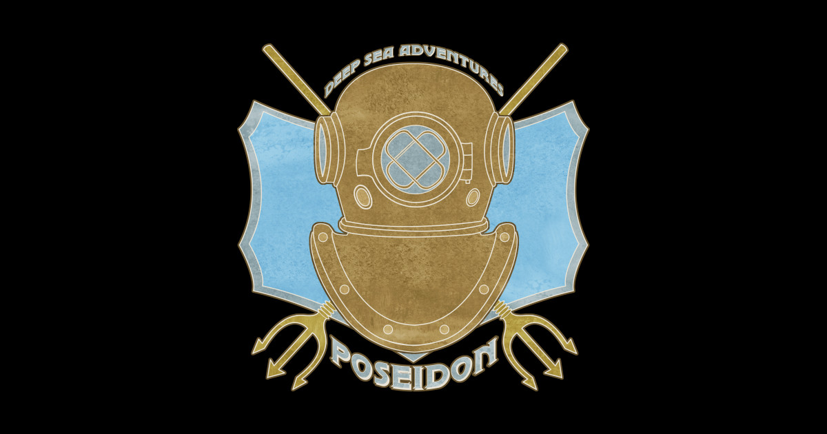 Poseidon Deep Sea Adventures retro logo - Poseidon Greek God - T-Shirt ...