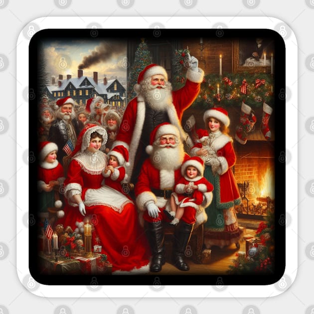 Santa and Family - Christmas - Sticker | TeePublic