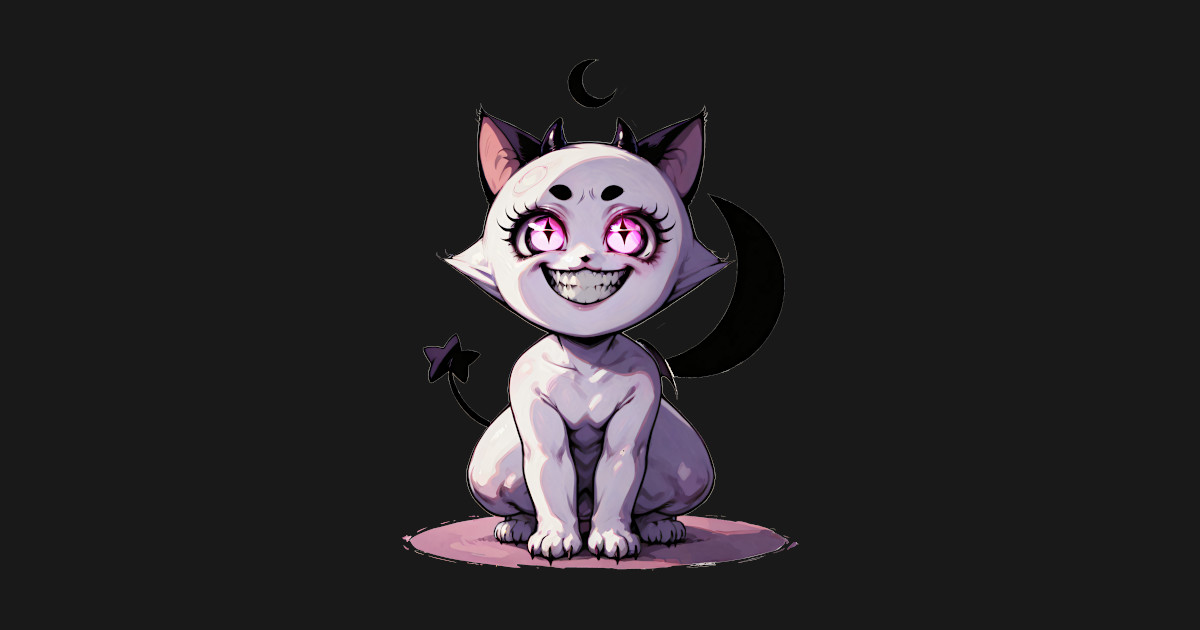 Eldritch Horror Cute Kitten Demon Art - Evil Cat Demon Cat Funny Cat ...