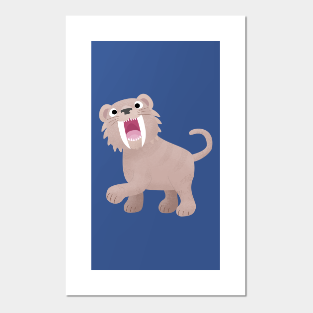 Cute Saber Toothed Tiger Smilodon cartoon - Smilodon - Posters and Art ...