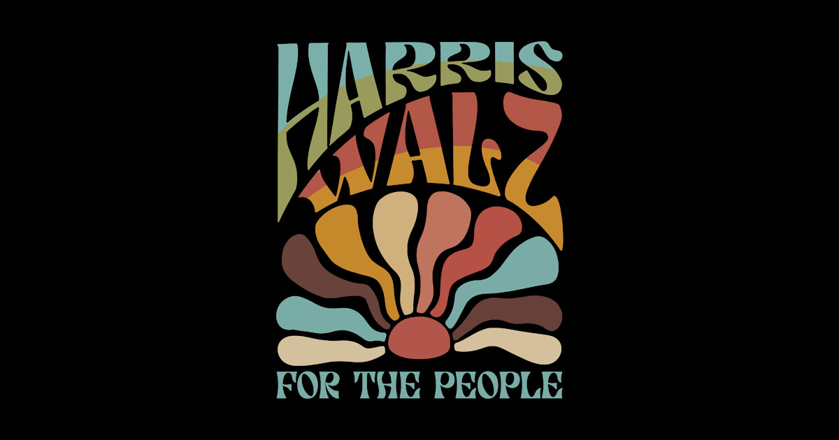 Harris Walz 2024 Vintage Boho Groovy Rainbow - Kamala Harris - Sticker ...