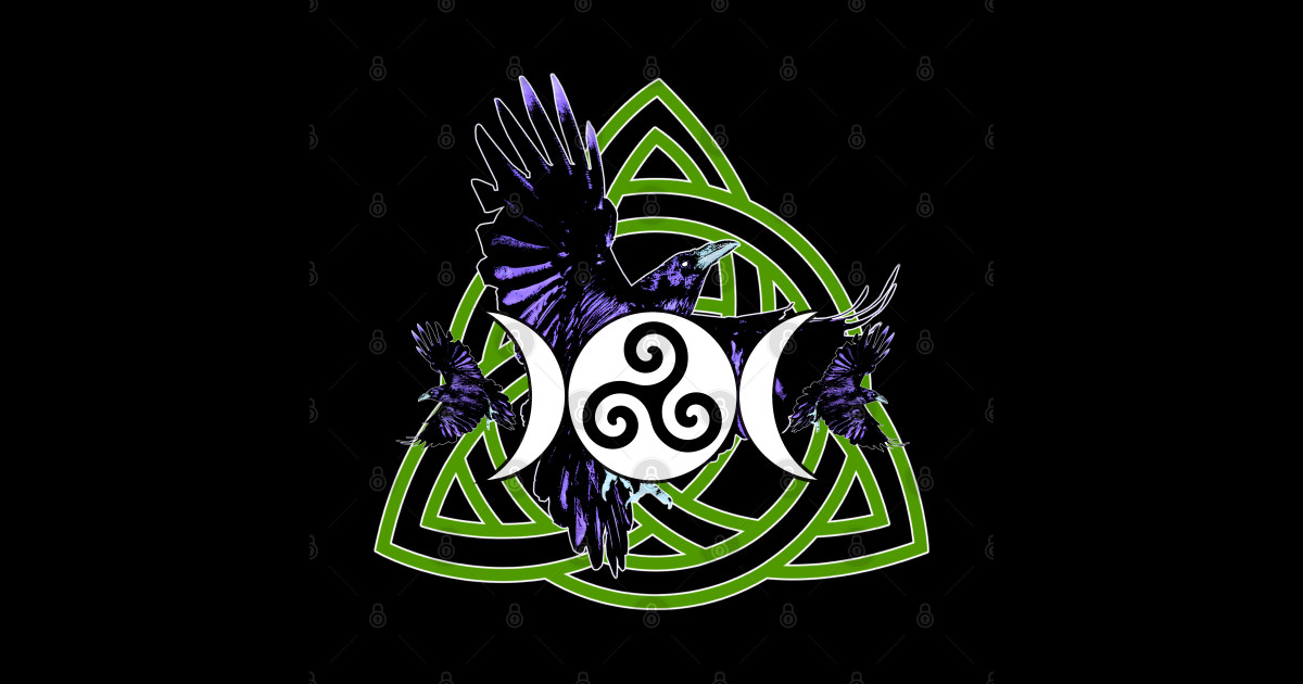 Purple Raven Morrigan Symbol with Moon and Green Triquetra (VARIANT ...