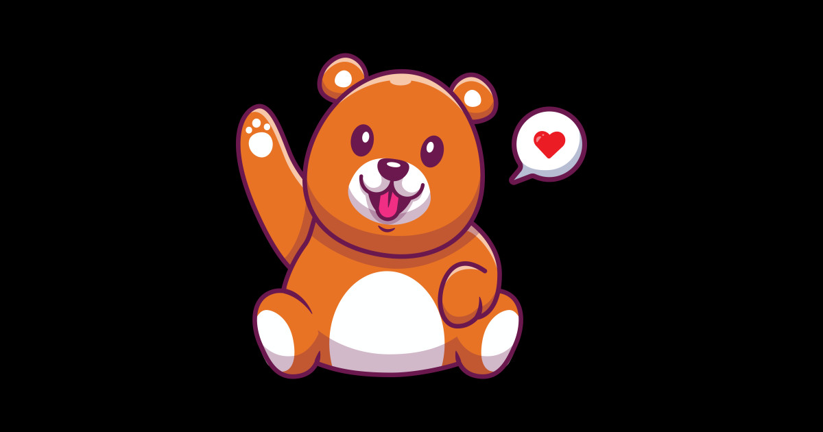 Cute Bear Waving Hand Cartoon - Bear - Sticker | TeePublic