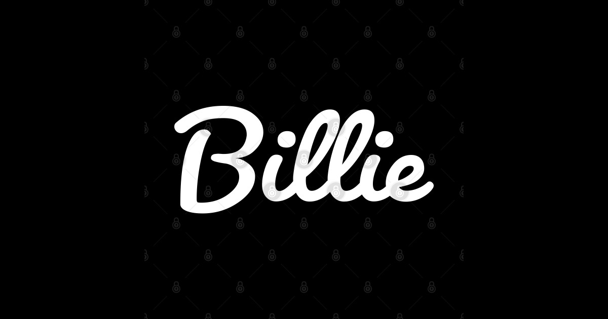 Billie Typography White Cursive Script - Billie - Magnet | TeePublic
