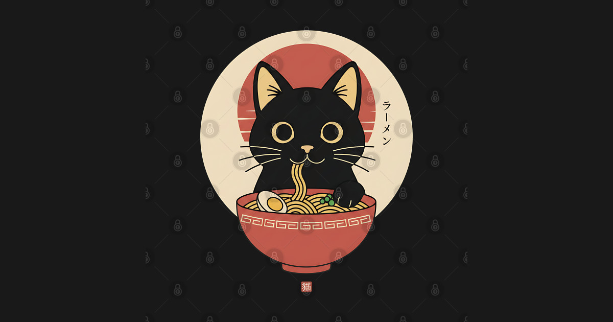 Kawaii Noodle Soup Anime Japanese Ramen Cat Girl - Japanese Cat - T ...