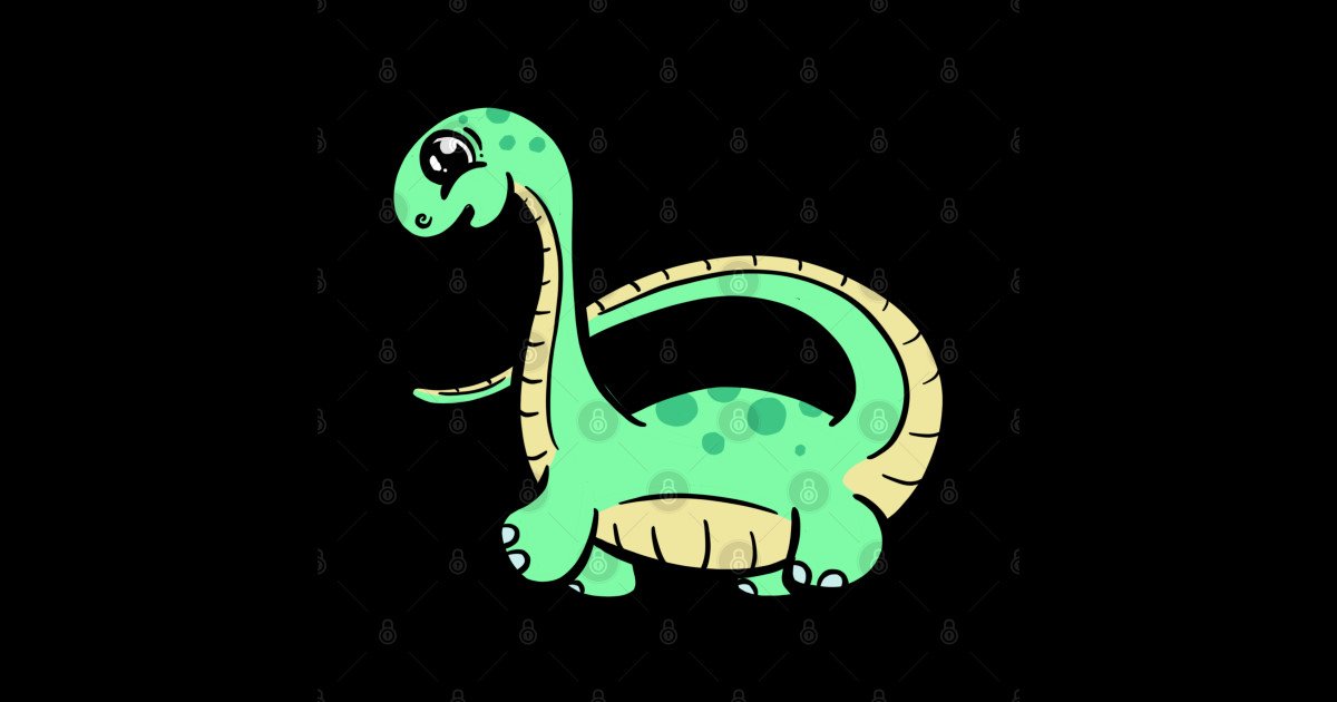 Cute Green diplodocus dinosaur cartoon character - Diplodocus - Sticker ...