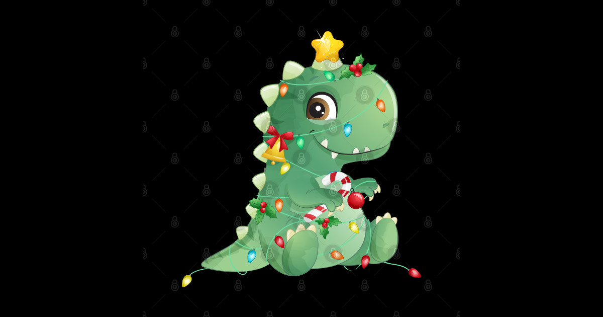 Cute Christmas Tree T Rex Dinosaur - Christmas T Rex - Posters and Art ...