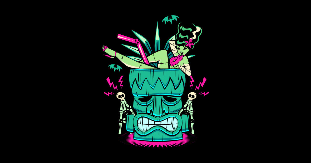 Tiki monster - Frankenstein Bride - Sticker | TeePublic