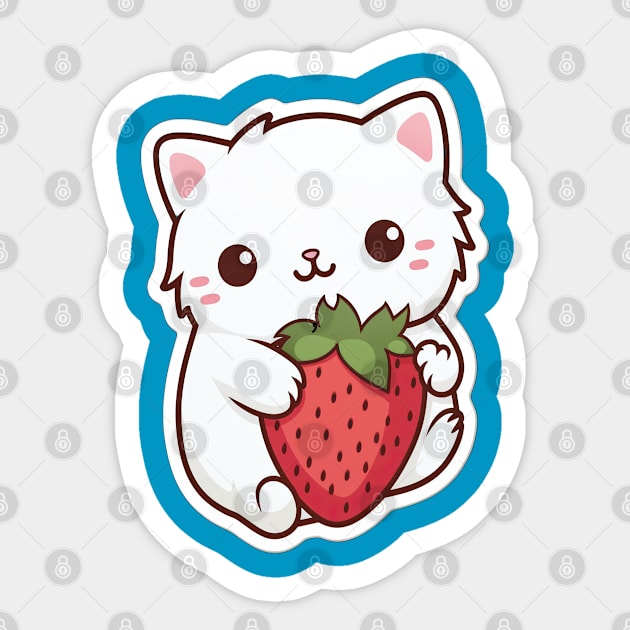 Lovely Strawberry Cat - Strawberry Lover - Sticker | TeePublic