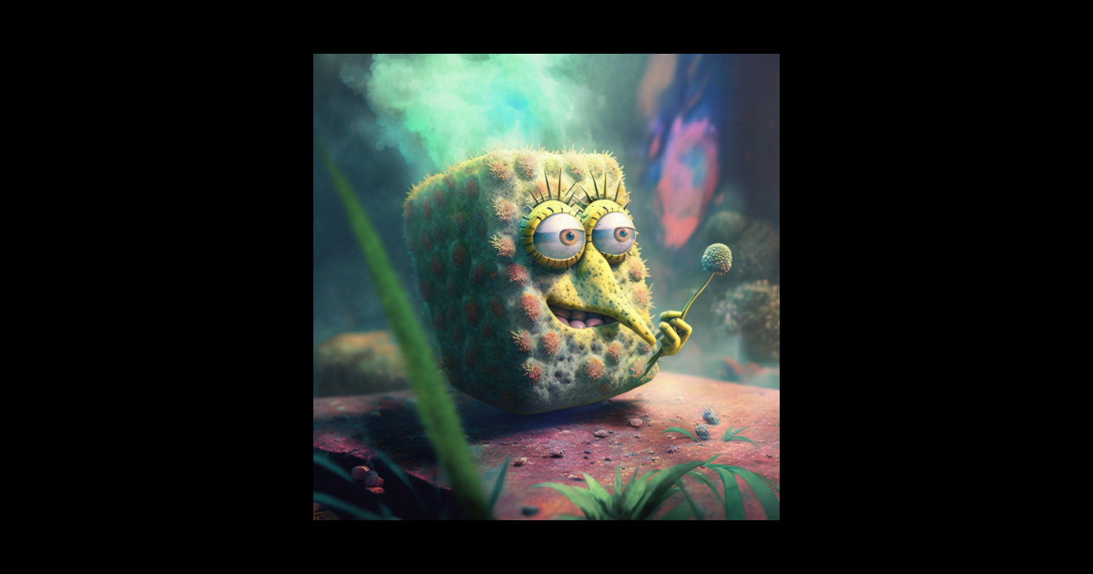 sponge smoking weed - Sponge Smoking Weed - Sticker | TeePublic