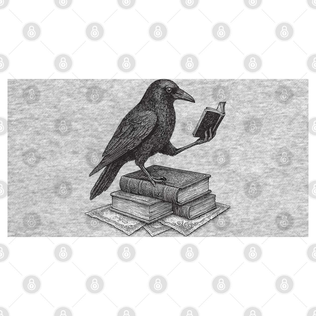 Raven Reading Books Vintage Gothic Illustration - Raven - T-Shirt ...