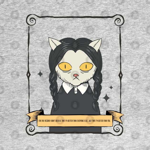 Wednesday Addams Funny Cat - Wednesday Addams - T-Shirt | TeePublic