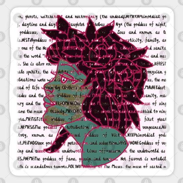 Pink Greek Goddess Persephone Calligraphy Art - Goddess - Sticker ...