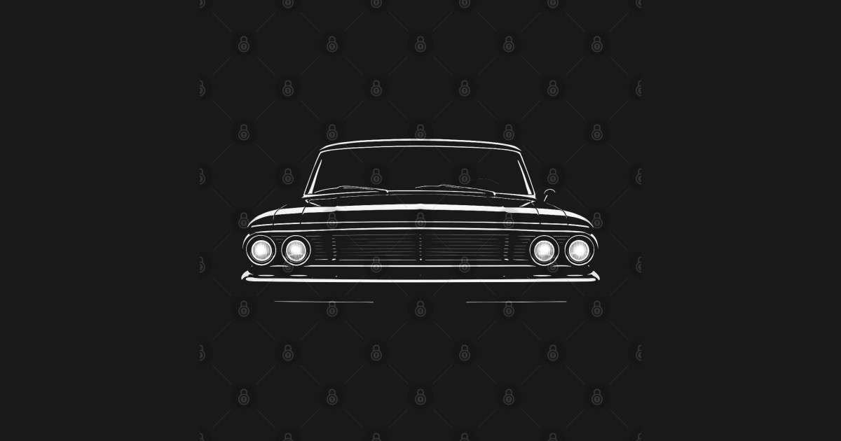 1964 Ford Galaxie 500 Front View – Minimalist Black and White Muscle ...