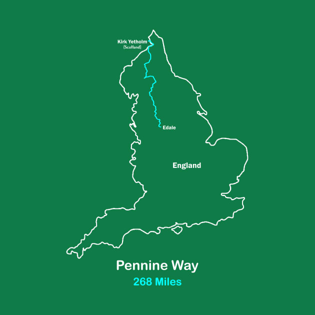 Pennine Way Route Map - Hiking Trails - T-Shirt | TeePublic